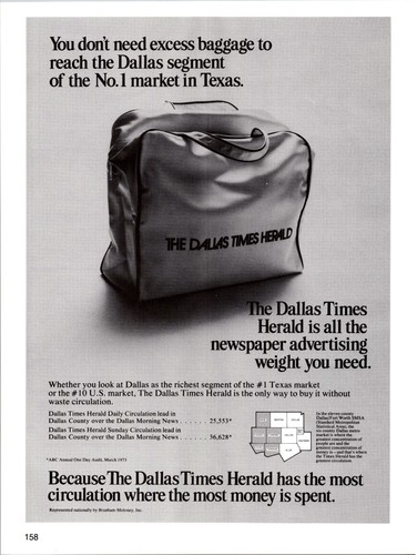 Dallas Times Herald Defunct Dallas 1973 Print Advertisement DFW Airport ...