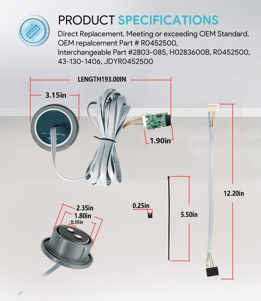 R0452500 Salt Cell Flow/Salinity/Temp Sensor For Zodiac Jandy PureLink ...