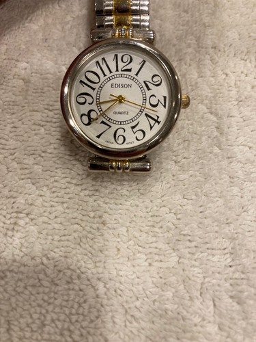 Vintage EDISON Quartz Women's Silv/GoldTone Bracelet Watch WORKS! | eBay