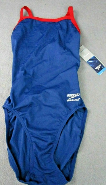 Speedo Solid Endurance Flyback Women's Training Suit Size 40 Navy/red ...