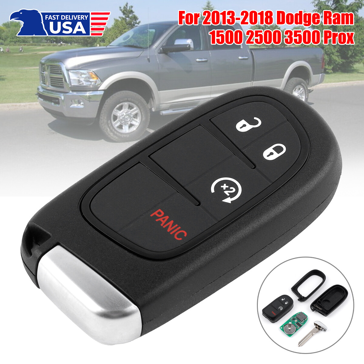 2013 Ram 1500 Key Generic CN087010 3/4/5B GQ4 53T Fobik Remote Key For