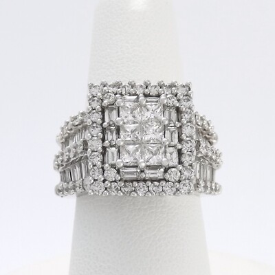14k Gold Natural Diamond Ring Invisible Setting Princess Cut Round ...