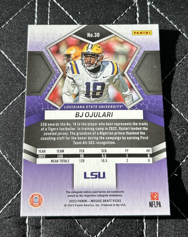 2023 Panini Mosaic Draft Picks BJ Ojulari Base RC #30 - LSU | eBay