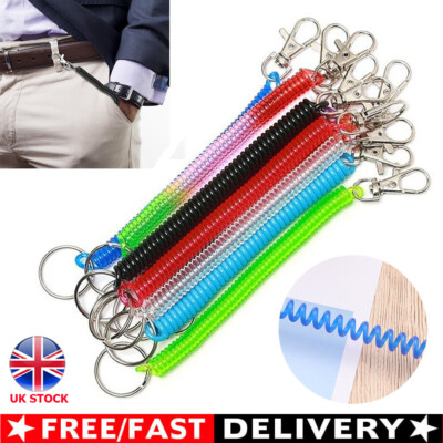 Retractable Spiral Clip On Ring Stretchy Elastic Coil Spring Keyring ...