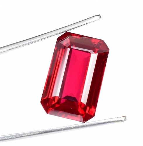 6.60Ct Natural Flawless Deep Red Burma Ruby Emerald Cut Loose Gemstone ...