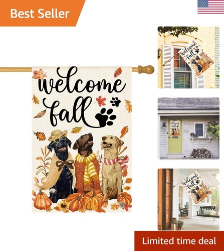 Welcome Fall Dog House Flag 28x40 Inch Double Sided Outside, Leaves ...