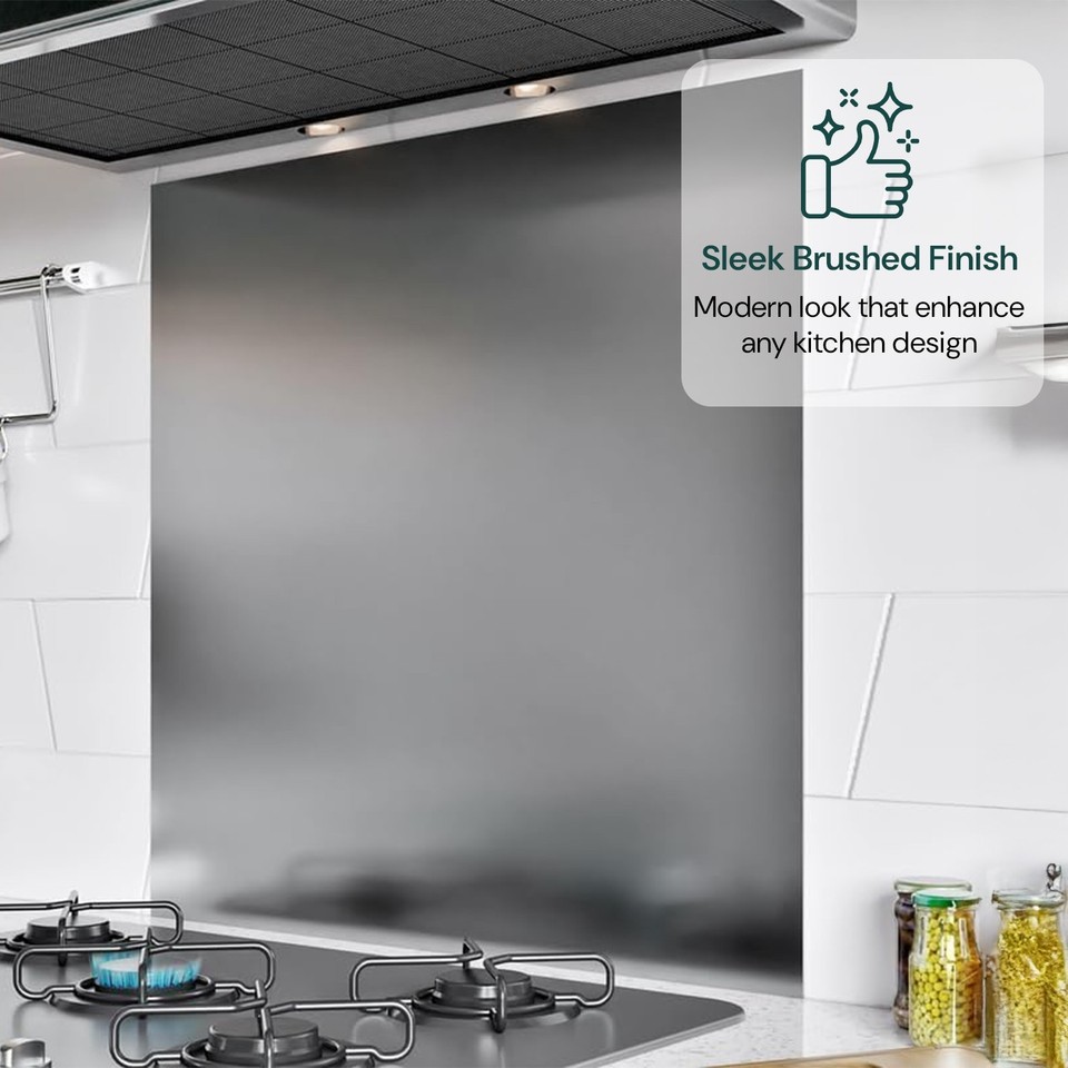 eR Home Stainless Steel 1mm Thick Splashback for Kitchen With Brushed ...