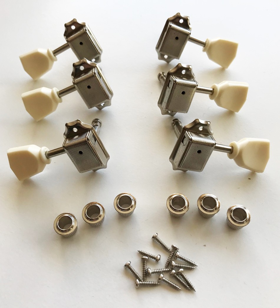 Deluxe 3+3 Vintage Waffle Back Individual Tuners Machine Heads Ivoroid ...