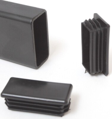 10 RECTANGULAR Tube Inserts BLACK PLASTIC END CAPS 60x30, 50x25 ...