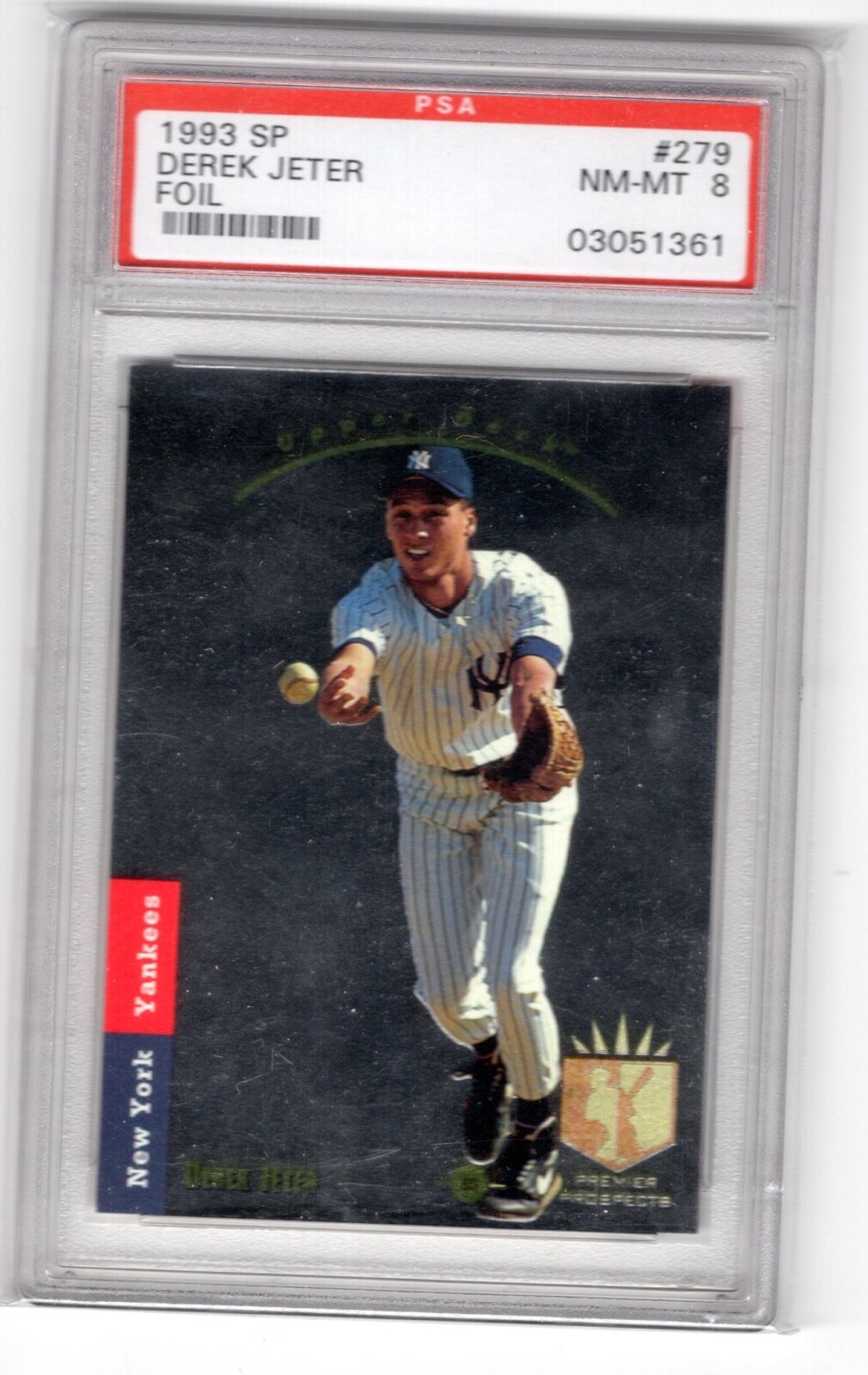 1993 UPPER DECK SP CARD #279 DEREK JETER FOIL ROOKIE PSA 8 NEW YORK ...