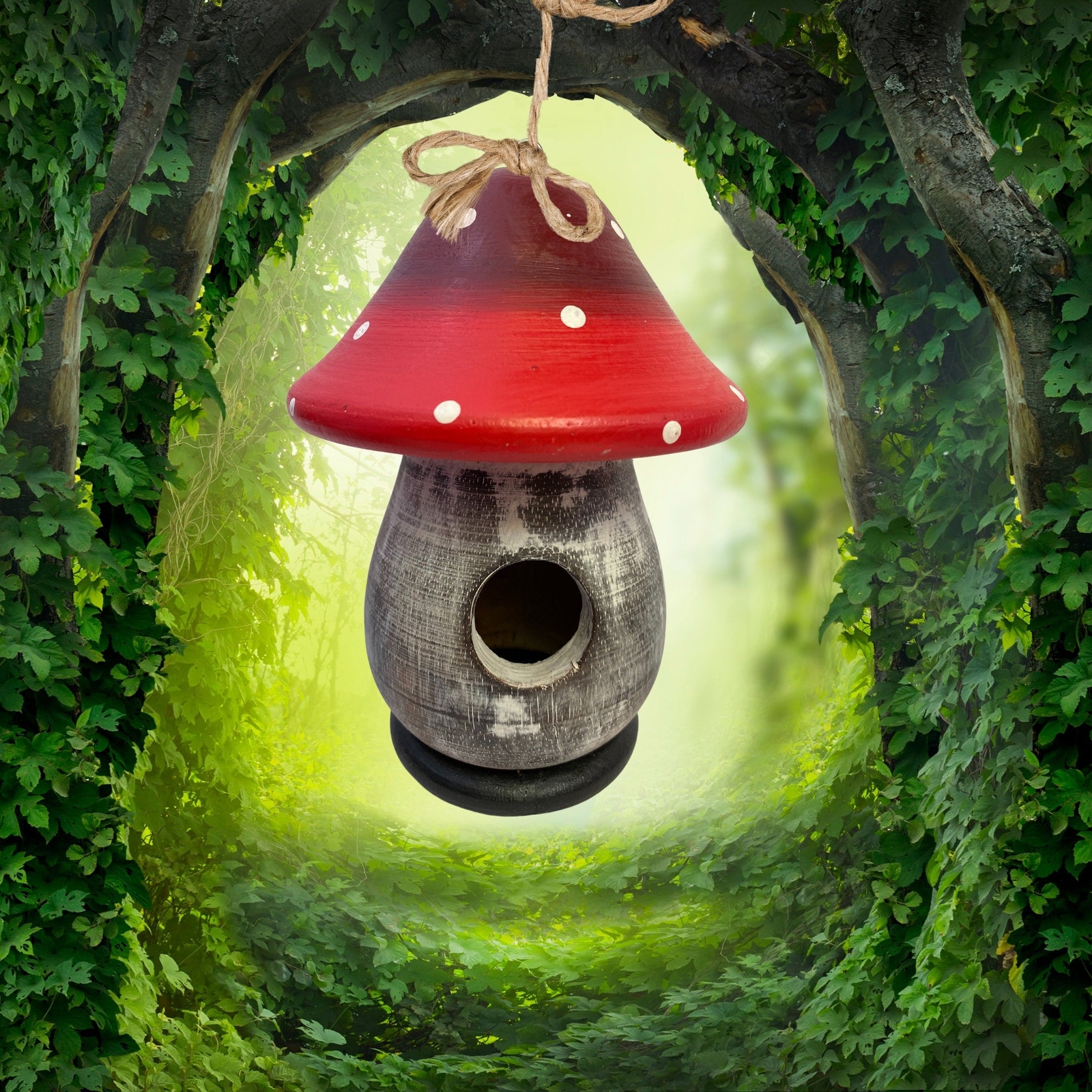 Forest Mushroom Bird House Toadstool Birdhouse cottage core Hand Carved ...