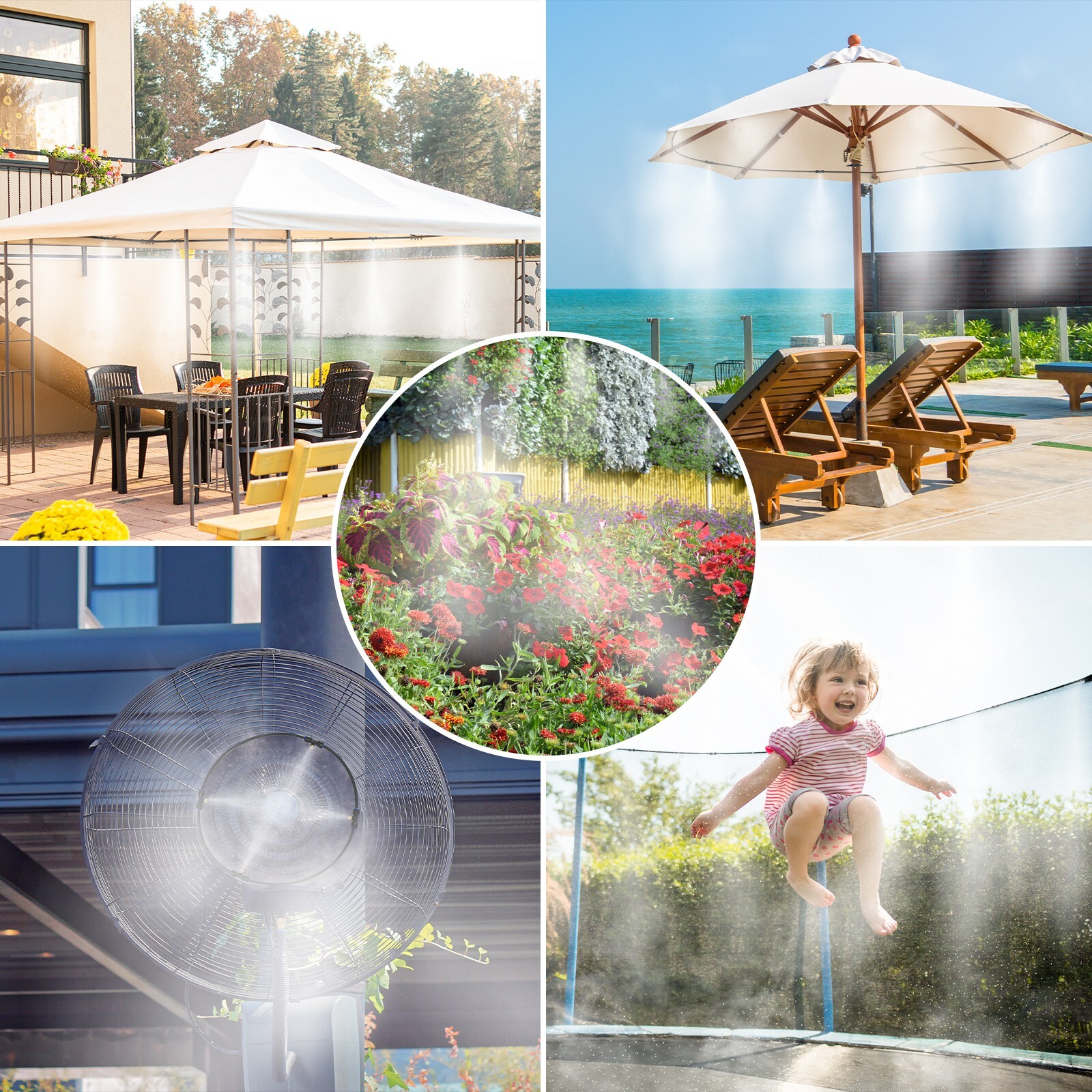 Outdoor Patio Misting Cooling System Water Mister system 82FT Nozzle ...