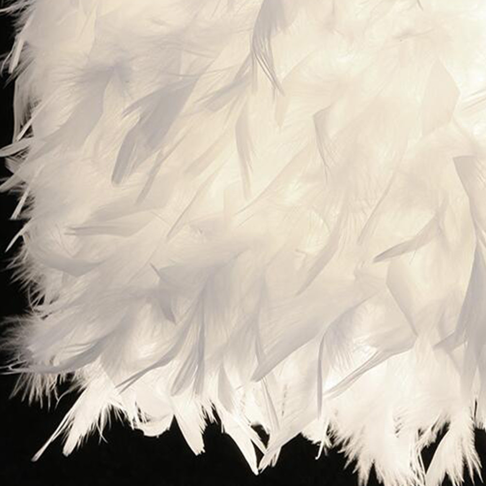 Feather Shade Table Lamp Metal Vintage Elegant Bedside Decor Desk Night ...