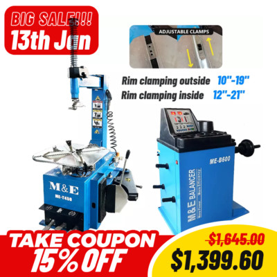 M&E Tire Changer Machine ME-T450 + Wheel Balancer ME-B600 Garage ...