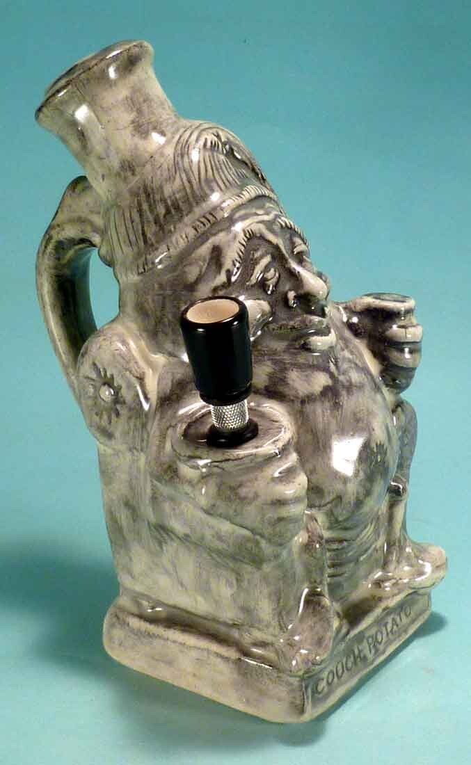 Vintage Couch Potato Black-n-White Ceramic Tobacco Bong Waterpipe Rumph ...