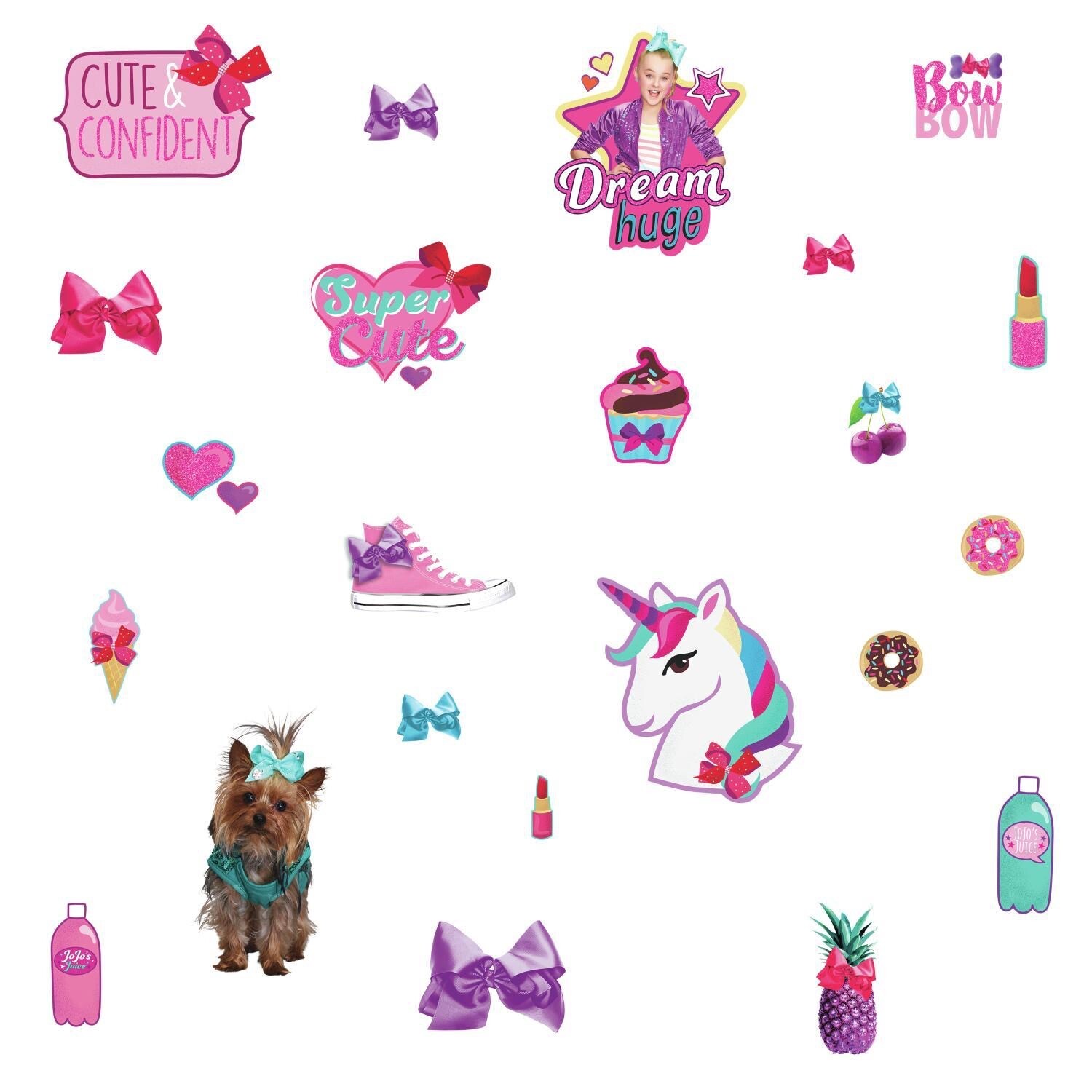 New JOJO SIWA Cute & Confident 23 Wall Decals with glitter Girls Room ...