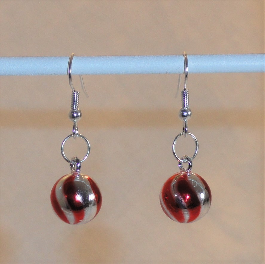 Mini Ornament Ball Earrings Christmas Holiday Plastic Green Blue Gold ...