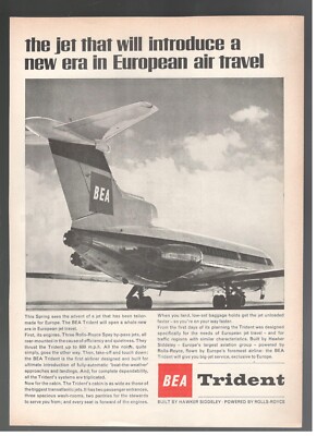 BEA TRIDENT British European Airways Advertisement 1964 Original | eBay