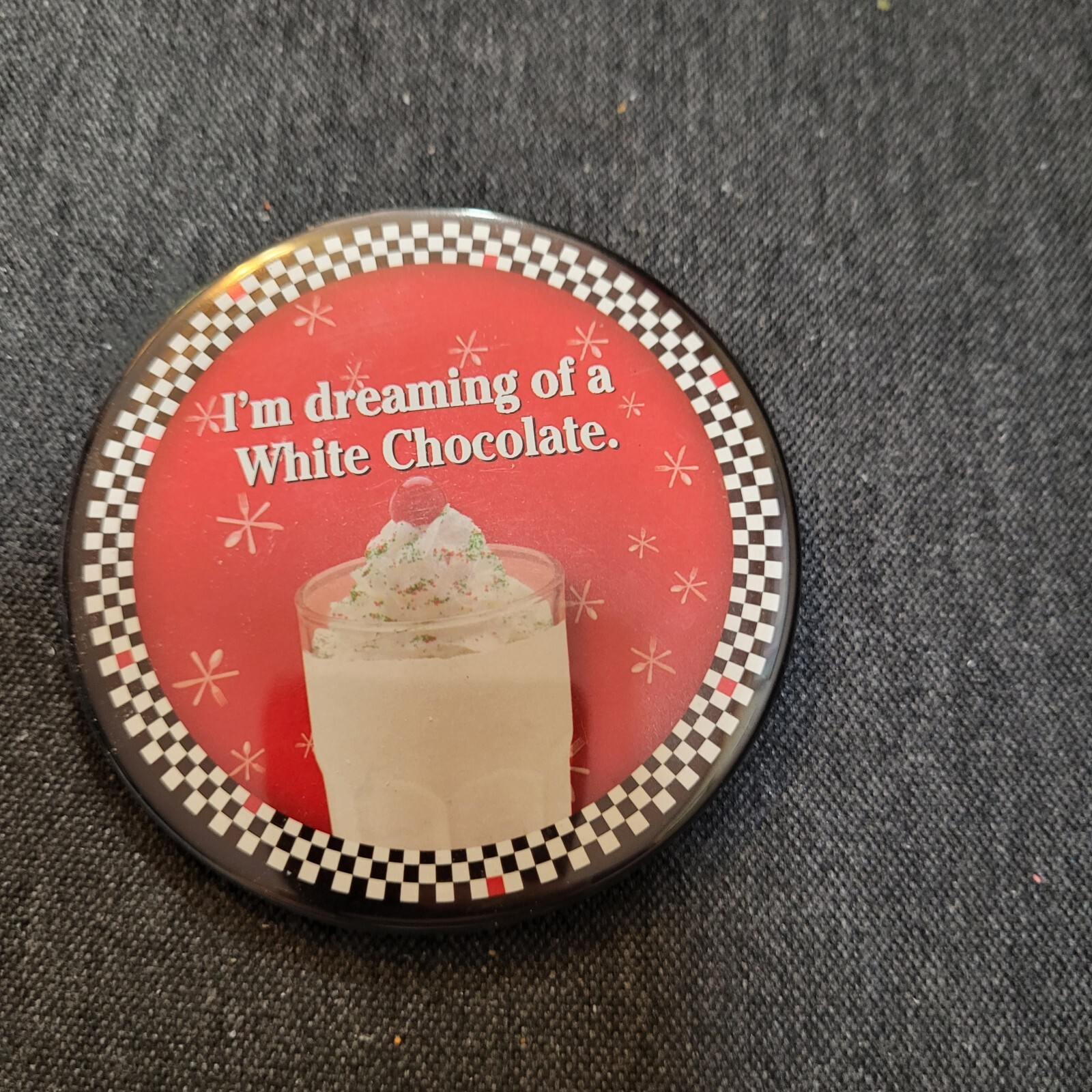 Steak N Shake Employee Pin I'm Dreaming Of A White Chocolate Shake | eBay