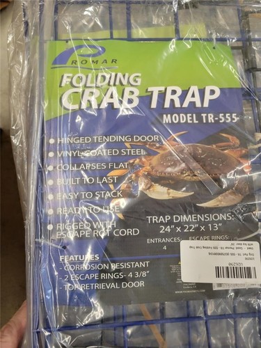 Promar Folding Crab Trap Bait Cage with Top Door, 24"x22"x13", Blue, TR ...