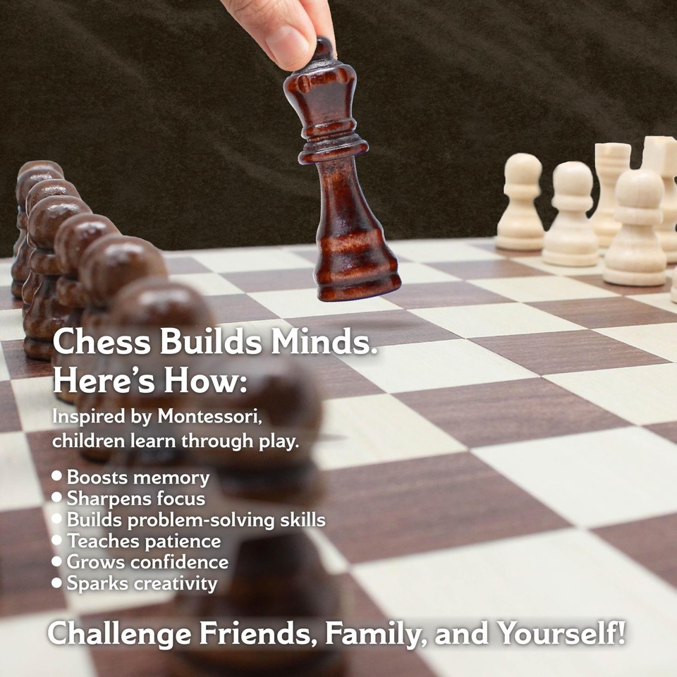 Roo Games WOODEN CHESS SET - Eco-Friendly Pine Wood Chess Board with ...