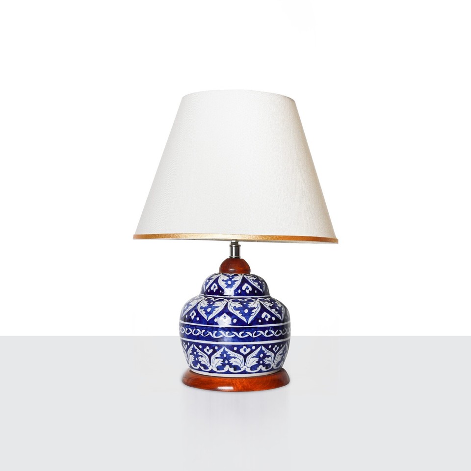 Handcrafted Blue Pottery Lamp: Artisan Table Lamp with Unique Ceramic ...