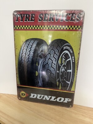 Dunlop Tyres Tin Sign Gift Bar Man Cave Shed Metal Garage Rustic Retro ...