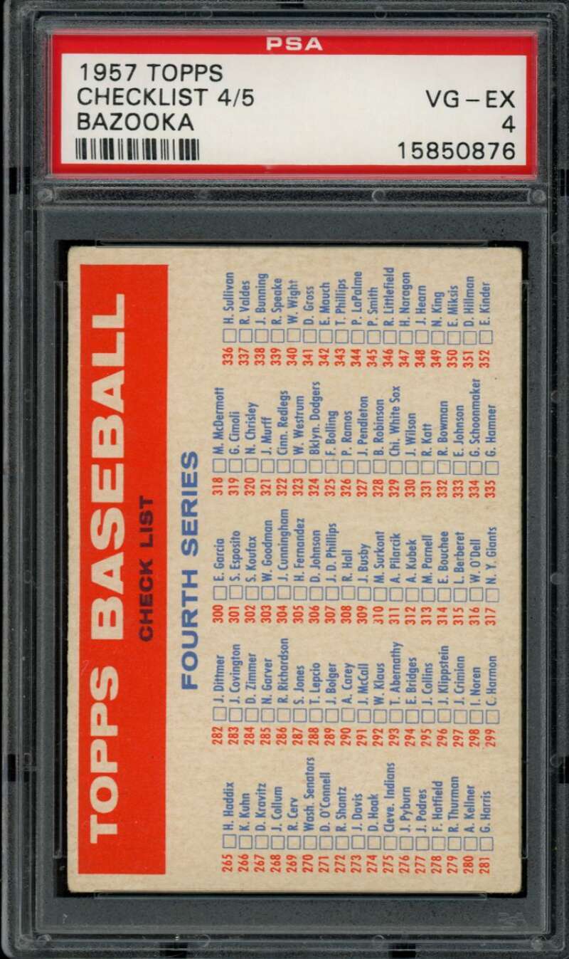 1957 Topps #NNO8 Checklist Series 4/5 Bazooka ad PSA 4 (0876) | eBay