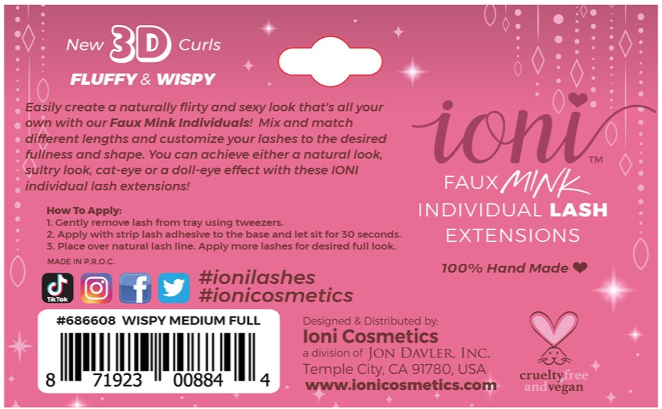 32 pack) Ioni 3D Black False Mink Lashes Individual Wispy Full Volume ...