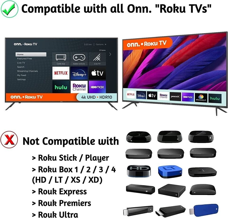Original ONN Roku TV Remote Control Netflix/Disney Plus/Apple TV+/HBO ...