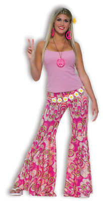 60s 70s Hippie Flower Power Bell Bas Pantalon Femmes Déguisement ...