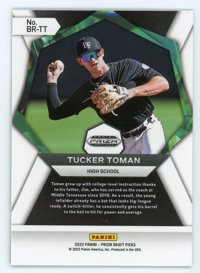 Tucker Toman 2022 Panini Prizm Draft Picks Baseball Brilliance Insert # ...