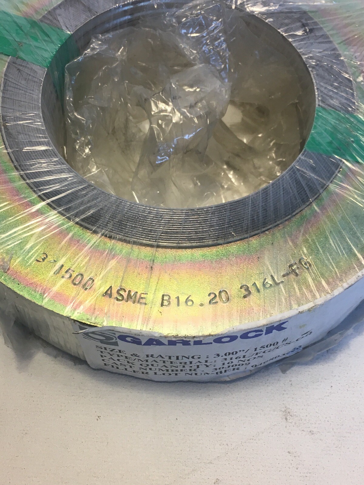 (10) Garlock Flexseal 3” 1500 ASME B16.20 Spiral Wound Gasket 316L-FG ...