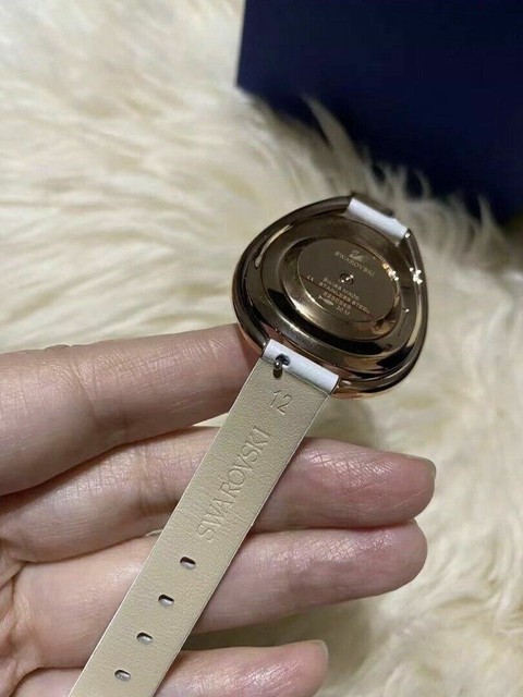 Swarovski Women's Leather Band Rose Gold Plated Case Quartz Watch ...