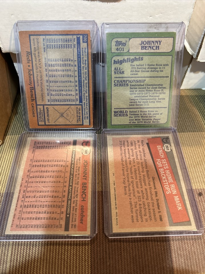 1978 Topps #700 Johnny Bench Cincinnati Reds (Plus 1981 And 1982 Bench ...