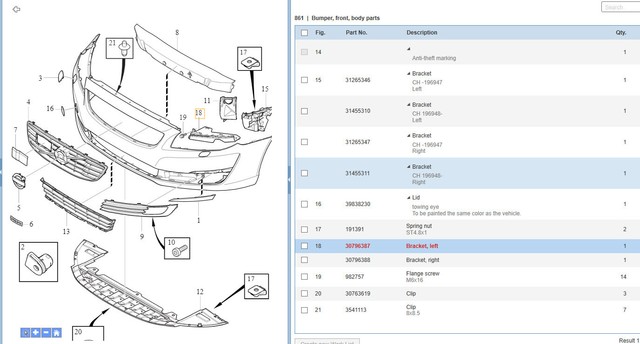 Genuine Volvo 2008-2016 Xc70 Front Bumper Left Bracket OEM 30796387 for ...