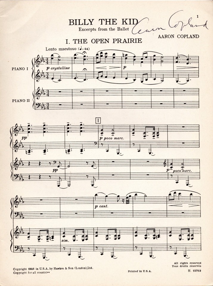 AARON COPLAND Composer 1st Ed. BILLY THE KID Ballet score, 1946 ...