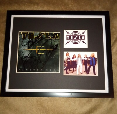 TESLA SIGNED FOREVER MORE CD FRAMED PHOTO JEFF KEITH FRANK HAMMON PROOF ...