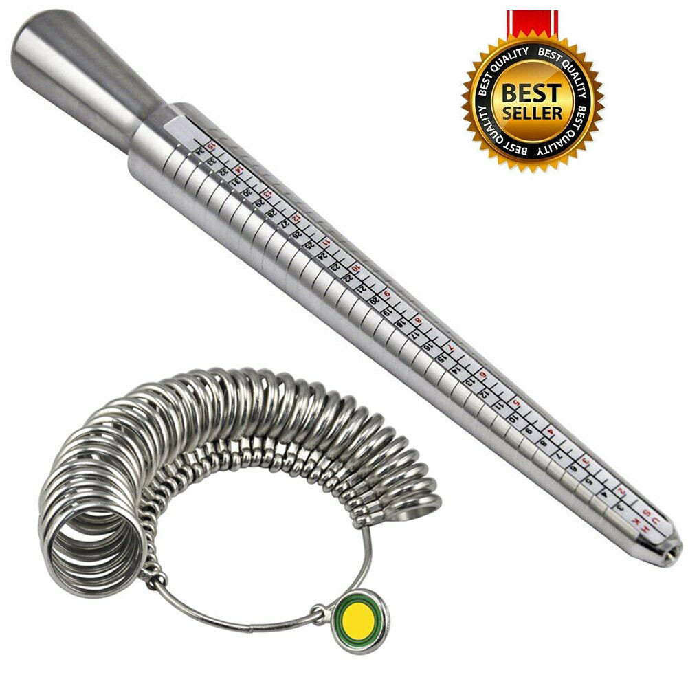 Silver Metal Ring Sizer Gauge Mandrel Finger Sizing Measure Stick ...