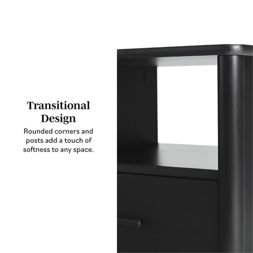 Pemberly Row Modern 20" Spindle Leg Solid Wood Nightstand in Black | eBay