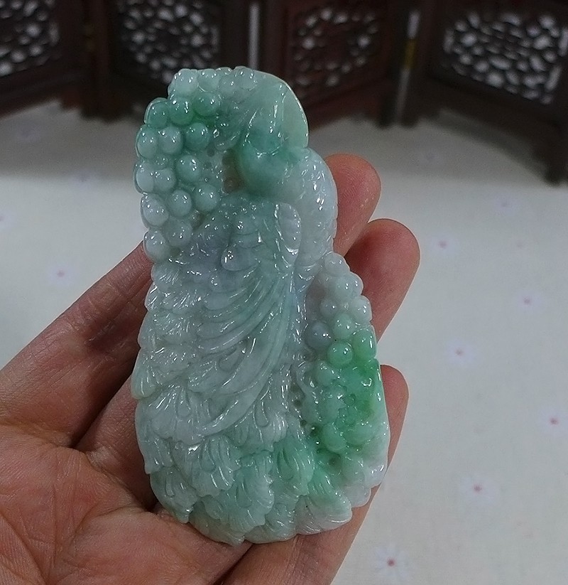 Cert'd Natural Type A Green Jadeite Jade Phoenix Pendant 48 | eBay UK