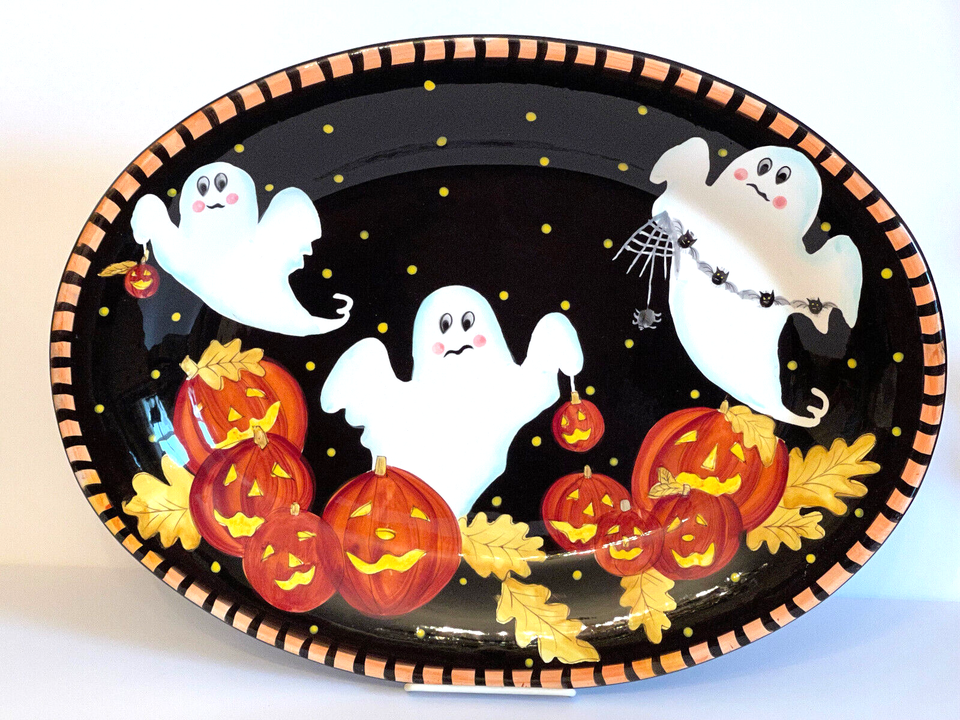 HALLOWEEN GATES WARE HUGE PLATTER PLATE . GHOSTS, "SHOWPIIECE". 14" BY ...
