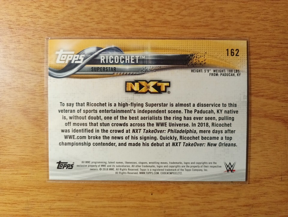 RICOCHET 2018 TOPPS WWE NXT TRADING CARD-#162 🔥🔥🔥 | eBay