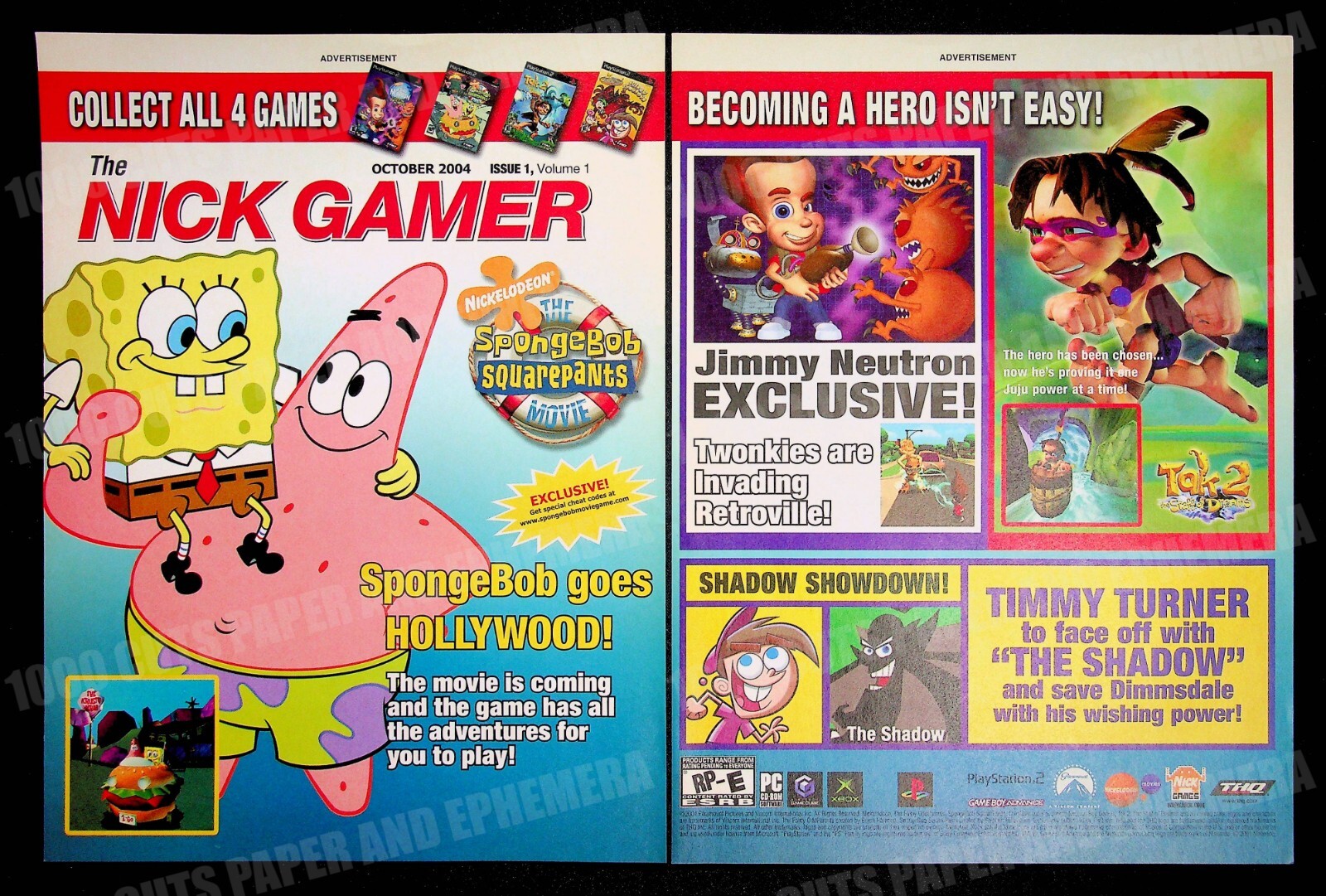 Spongebob Nickelodeon Video Games THQ 2004 Trade Print Magazine Ad ...