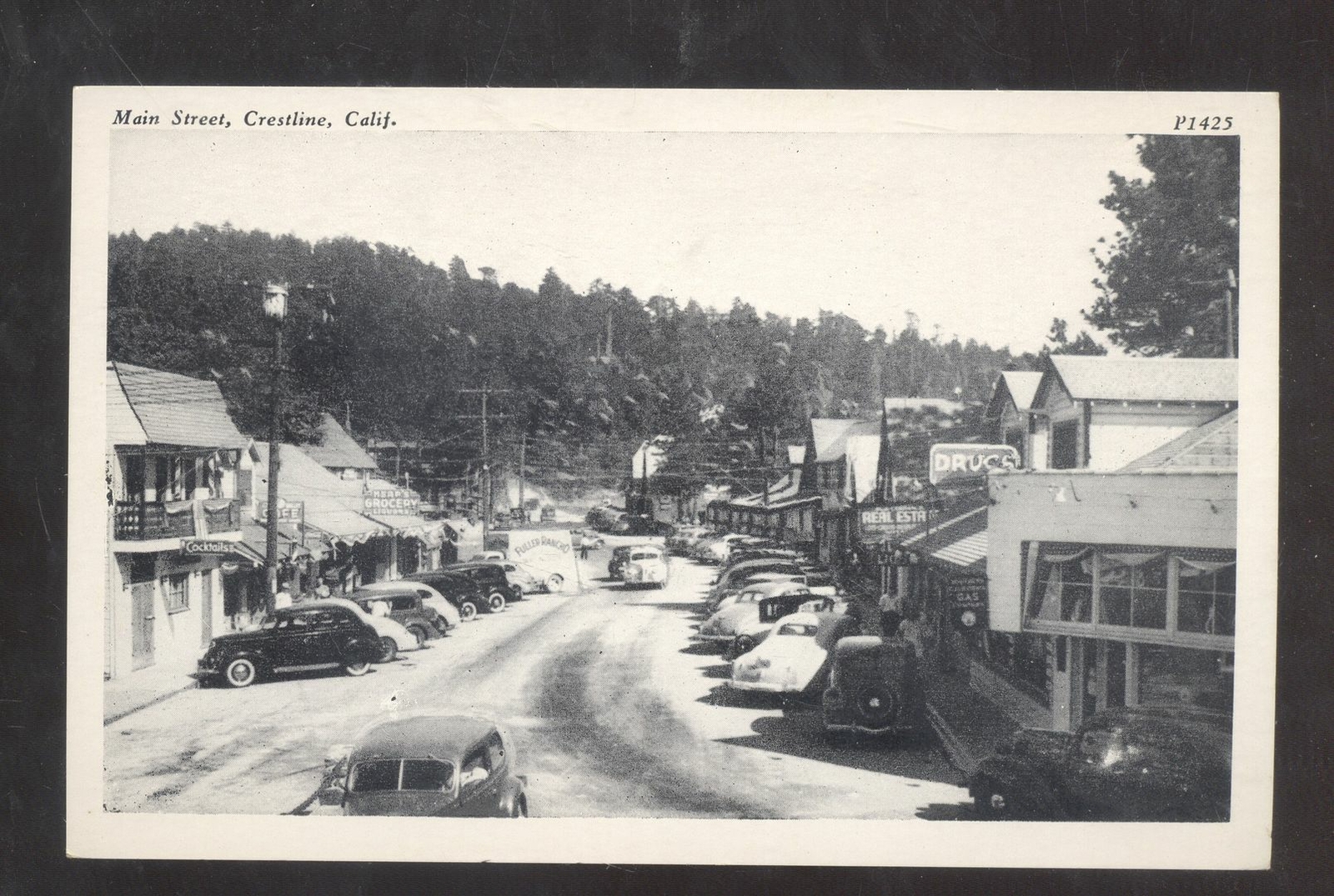 CRESTLINE CALIFORNIA DOWNTOWN MAIN STREET SCENE OLD CARS VINTAGE ...