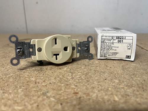 Receptacle 20A 250V Narrow Single Straight Grounding Ivory Outlet 5823 ...