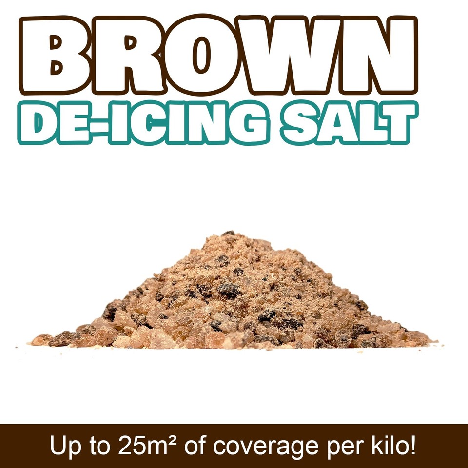 White or Brown De-Icing Grit Rock Salt with Resealable Storage Tub (1kg ...