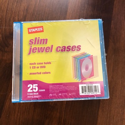 New CD/DVD/Blu-Ray Universal 25 Staples 5mm Slim Jewel Cases 3 Assorted ...