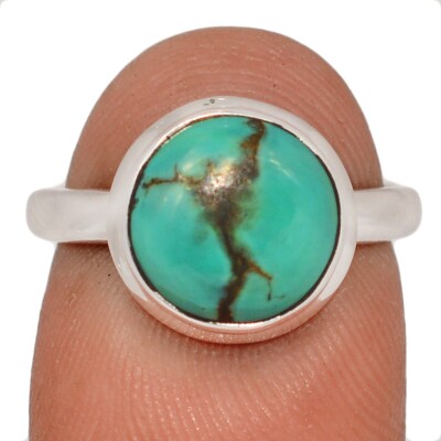 Natural Spider Web Turquoise - Tibetan 925 Silver Ring Jewelry s.6.5 ...