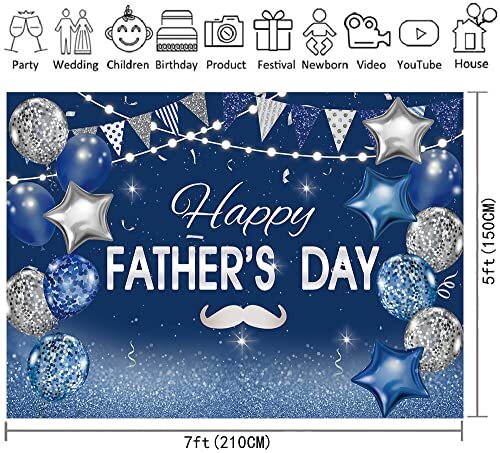 Blue Silver Happy Fathers Day Background I Love Dad Glitter Balloons ...